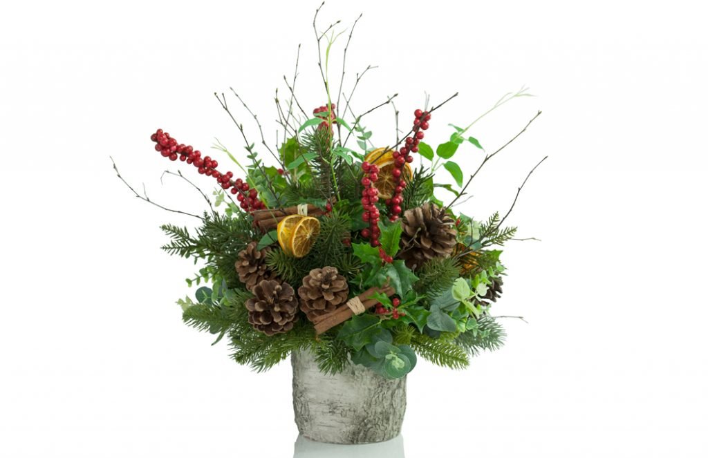 Rustic Christmas Centerpiece | Preserved Floral Arrangements & Silk Flowers